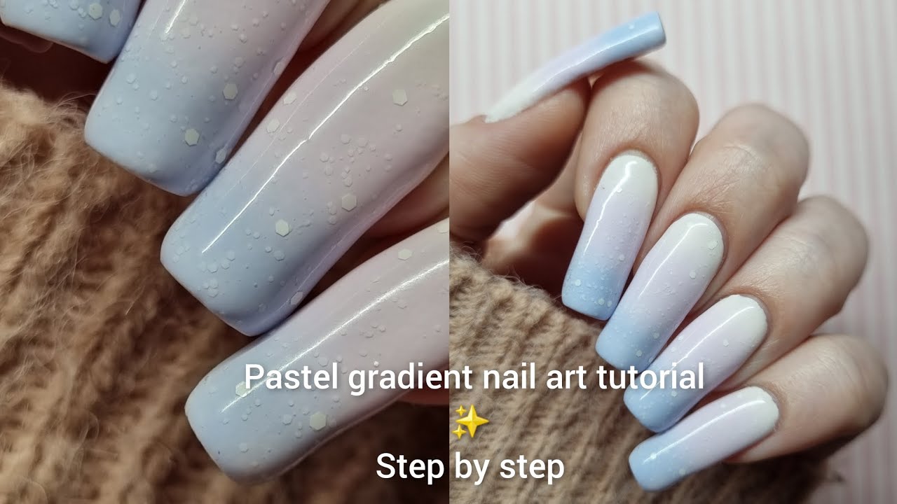 Pastel gradient nail art tutorial | step by step | on natural long nails 💅🏻 - YouTube