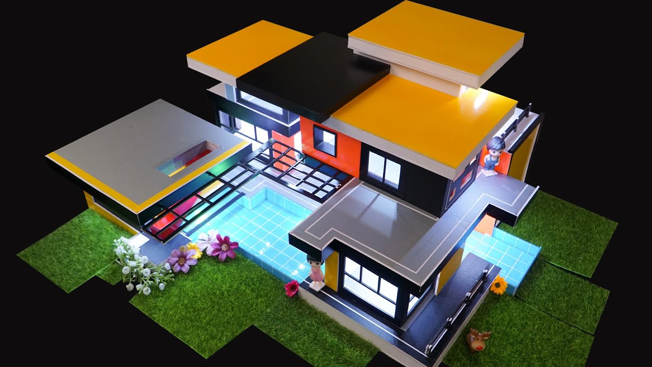 How to Build a modern villa model - Relax with crafts - Miniature model ...