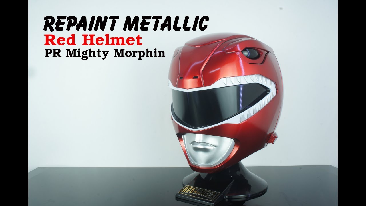 Repaint Metallic Helmet Red Ranger Mighty Morphin PR - YouTube