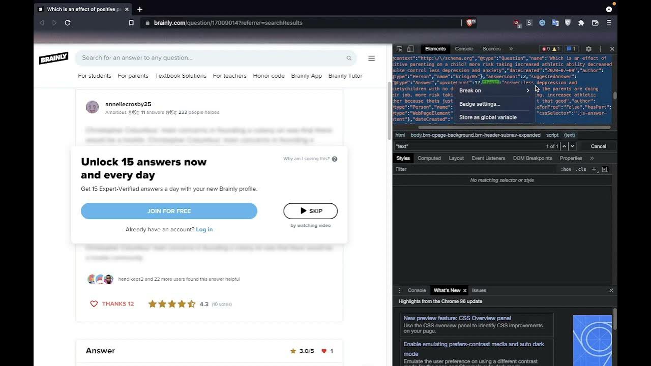 How to get answers(Brainly) using inspect element - YouTube
