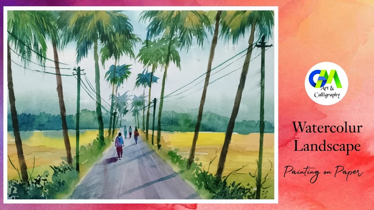 Watercolor Landscape Painting | Watercolor Drawing | Scenery of Para ...