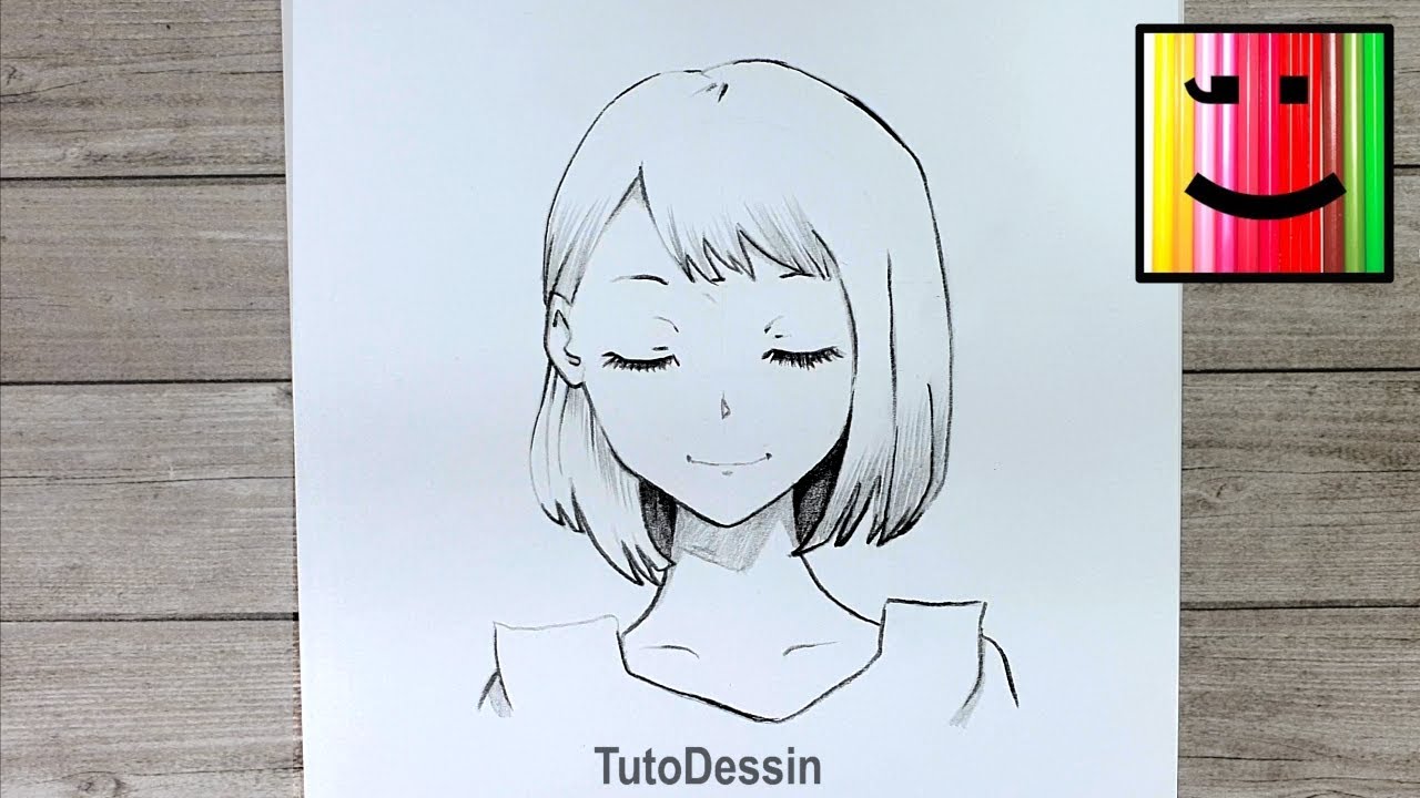 Comment dessiner une fille de face au crayon de papier style manga ...