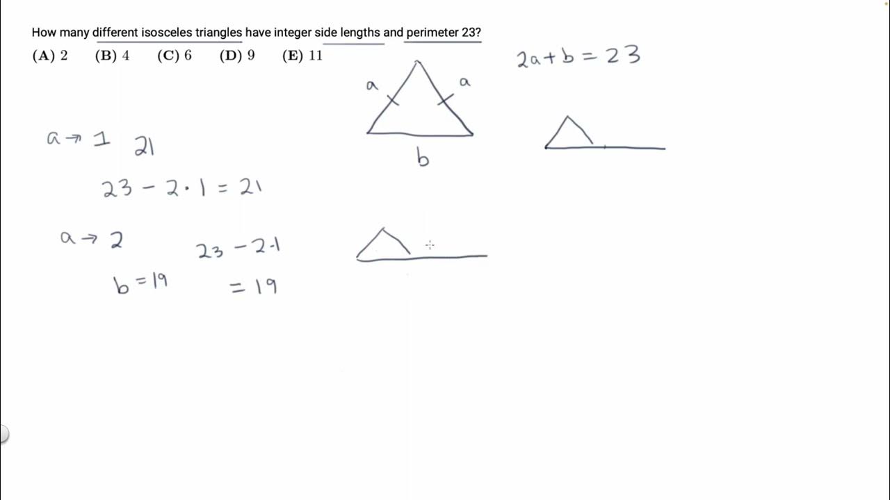 2005 AMC 8 Problems 15 - How many different isosceles triangles have integer side lengths and ...