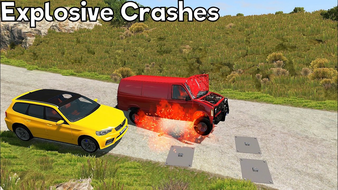 Cars Cross Over Explosive (Insane Crashes) - BeamNG drive Cars Vs ...
