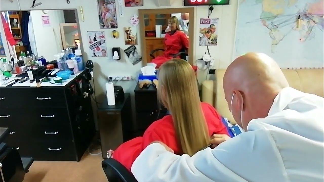 Sexy barber girl discipline haircut ️💈 - YouTube
