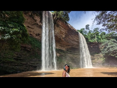 Ghana PIII; "Tour of Boti Falls." Umbrella Rock, three-headed palm and ...