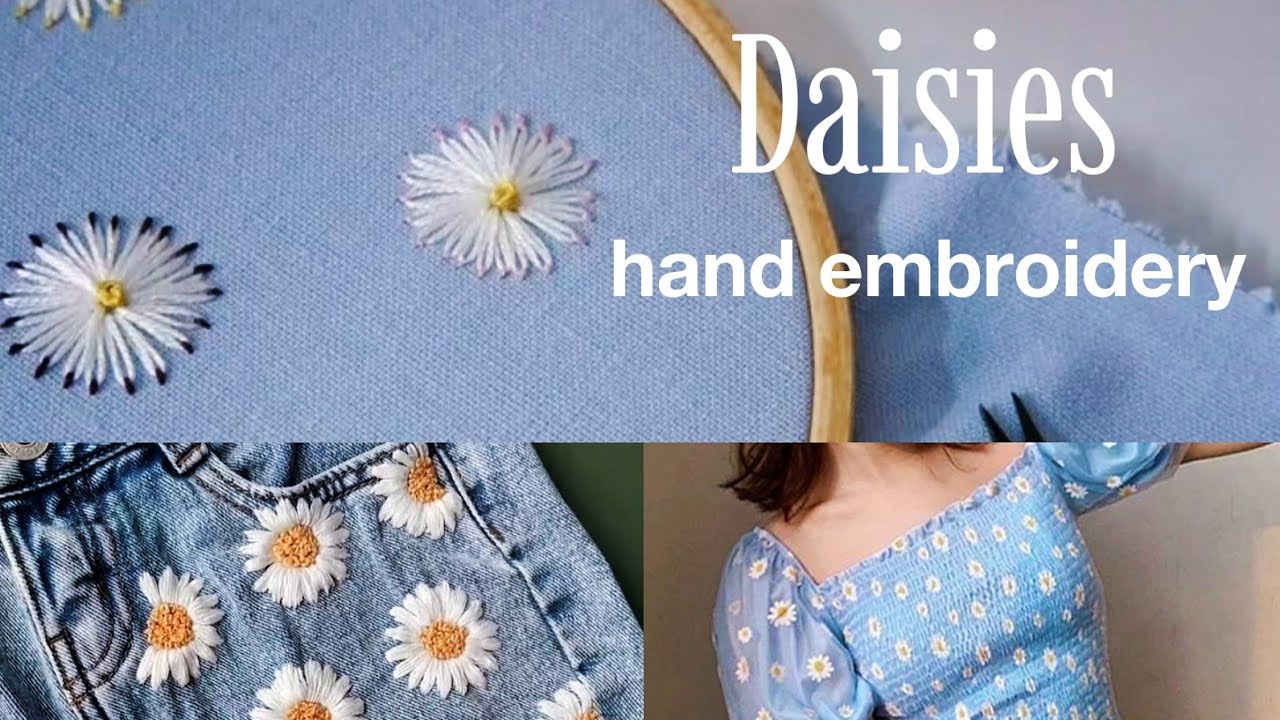 simple hand embroidery designs /daisies hand embroidery - YouTube