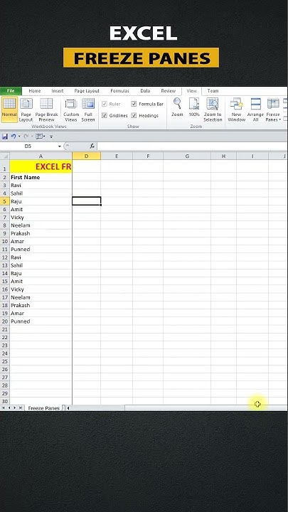 Freeze Panes Function like Top Row, 1st column, selected range | Learn Function in Excel - YouTube