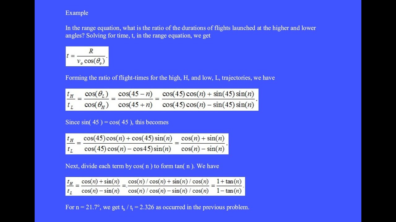 Additional aspects of the range equation. - YouTube