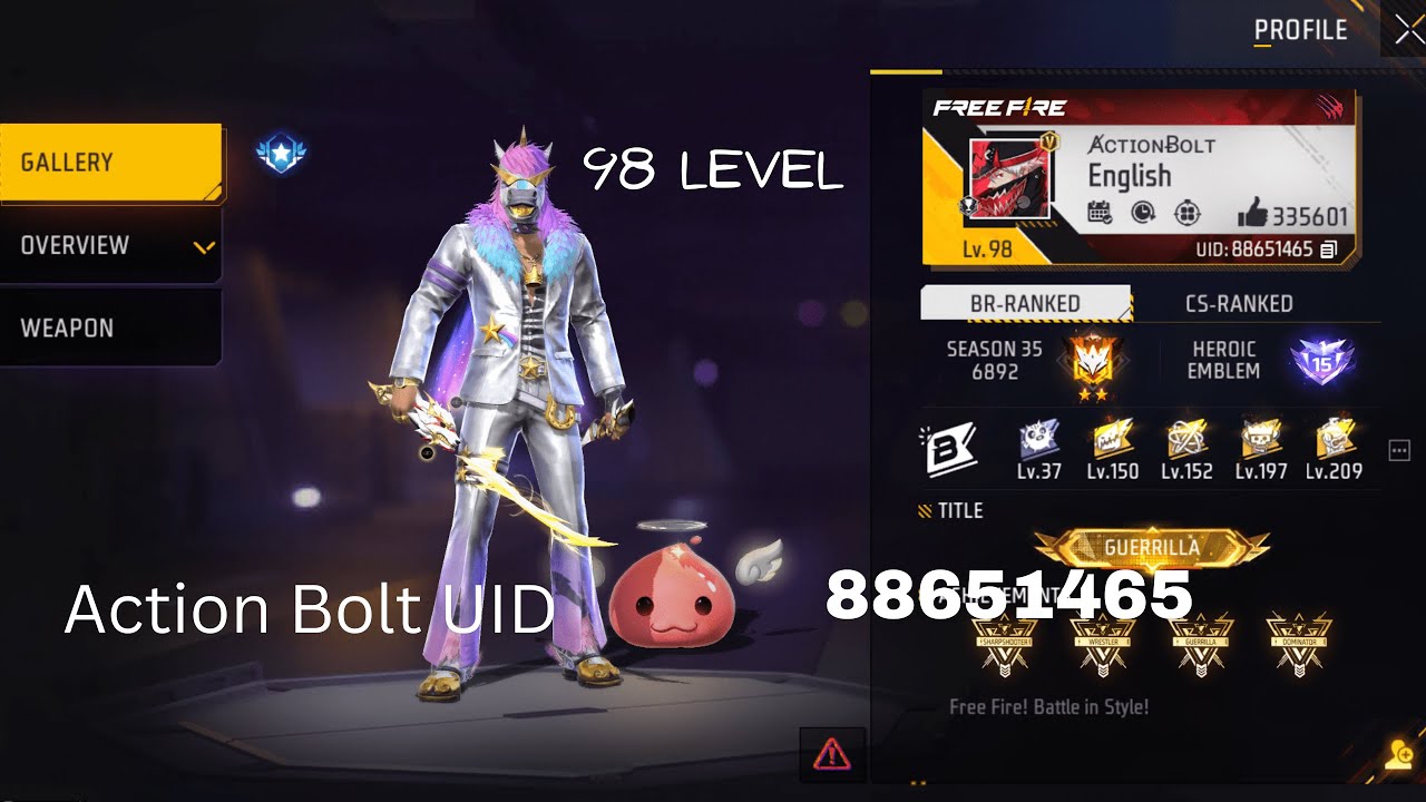 Action bolt 98 level Uid like and subscribe free fire india / max - YouTube