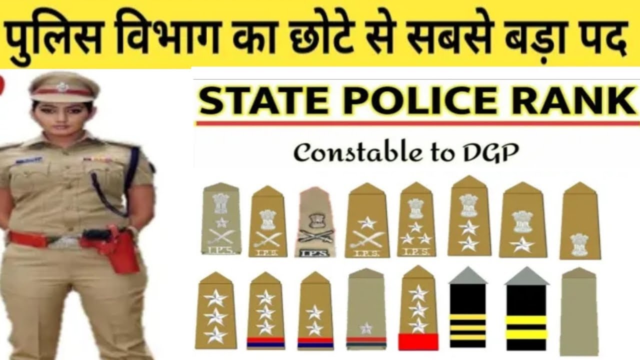 पुलिस विभाग में सबसे छोटे से लेकर सबसे बढ़ा पद //state police rank ...
