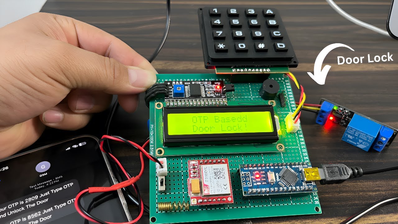 OTP Based Door Lock System using Arduino & GSM | SMS Alert - YouTube