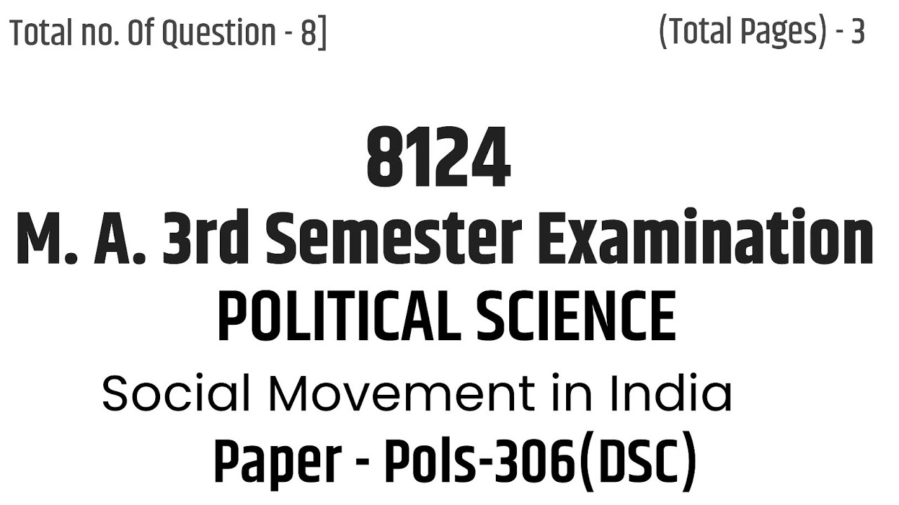 HPU M.A.Pol.Sci 3rd sem POLS-306 Question paper Social Movements in ...