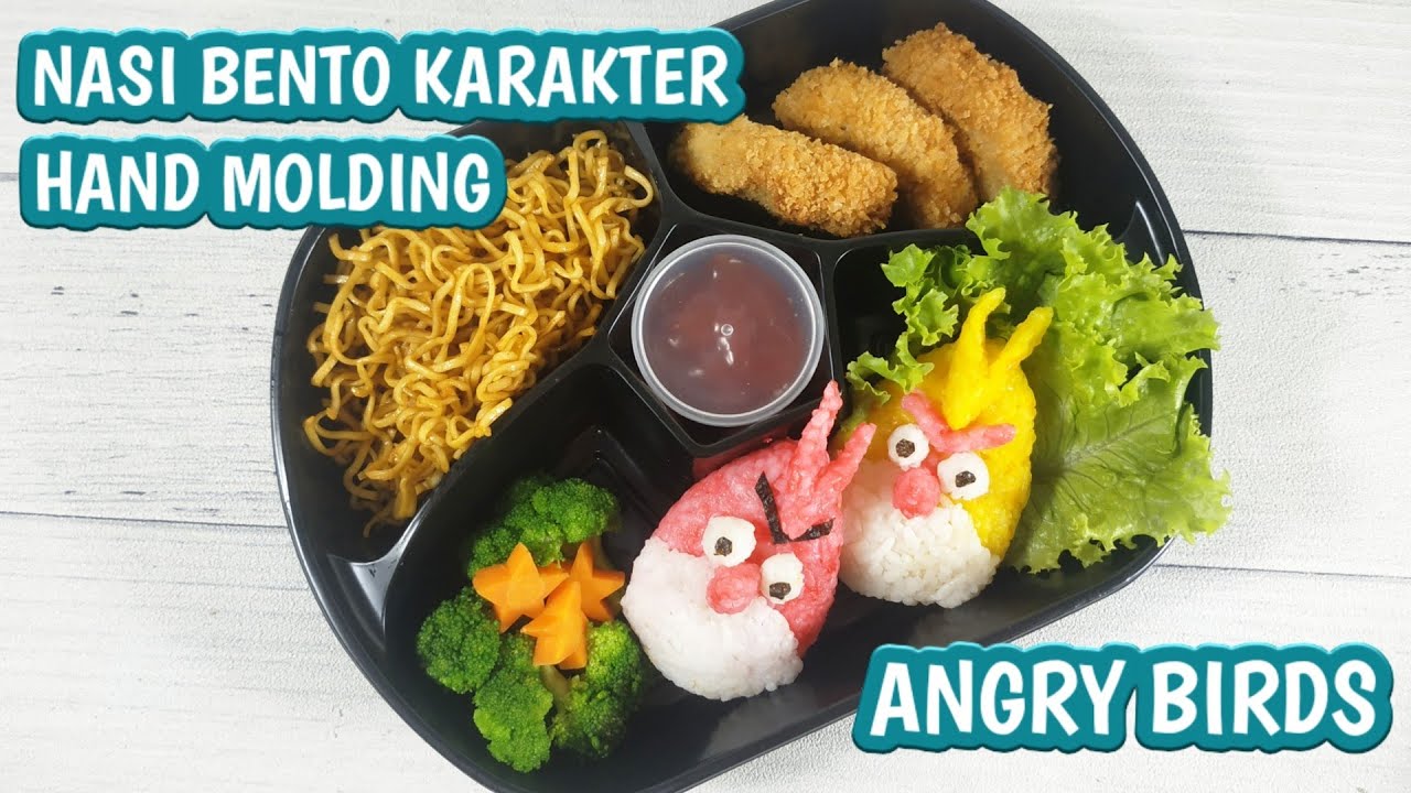 CARA MEMBUAT NASI BENTO KARAKTER ANGRY BIRDS || HOW TO MAKE RICE BENTO ...