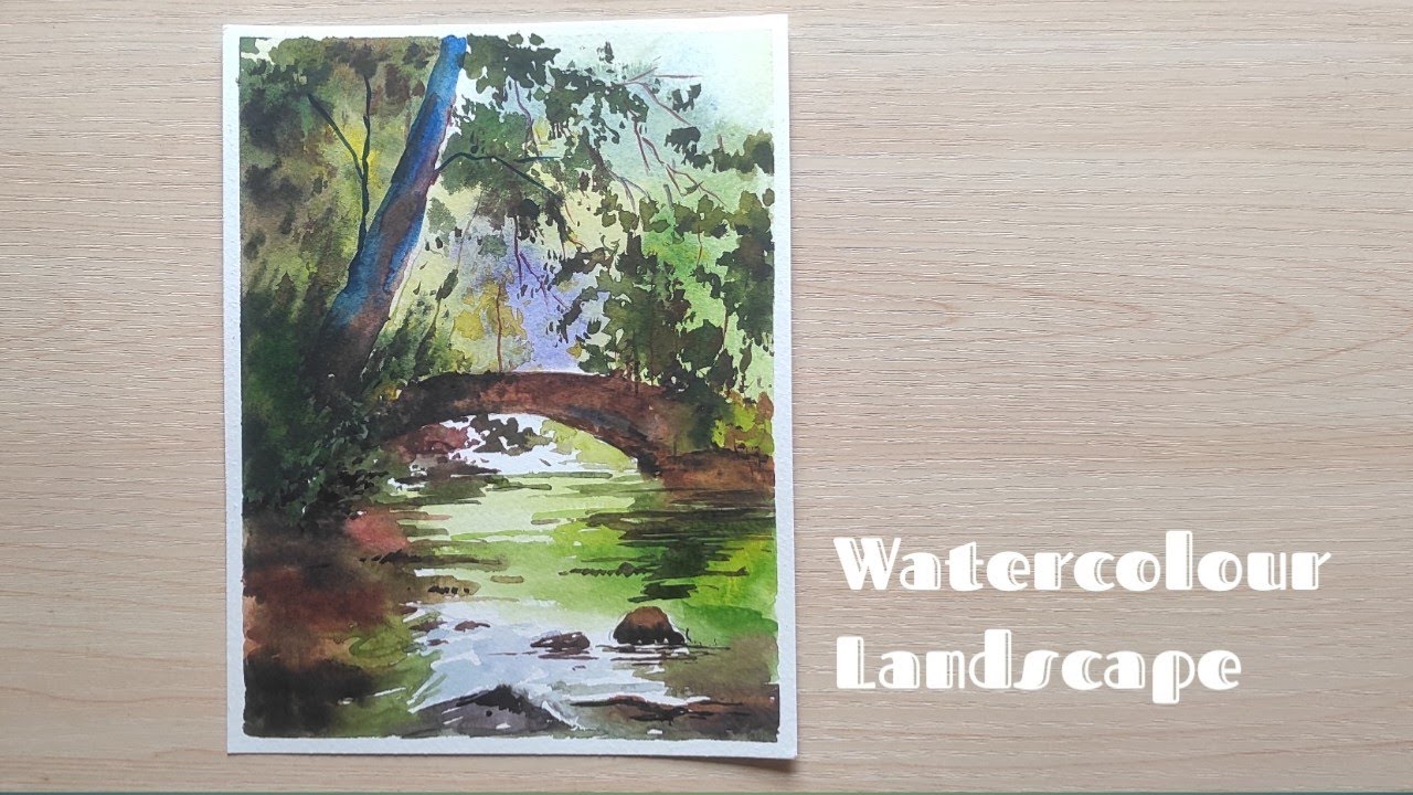 Watercolour Landscape For Beginners | Nature Art | Beautiful Scenery ...