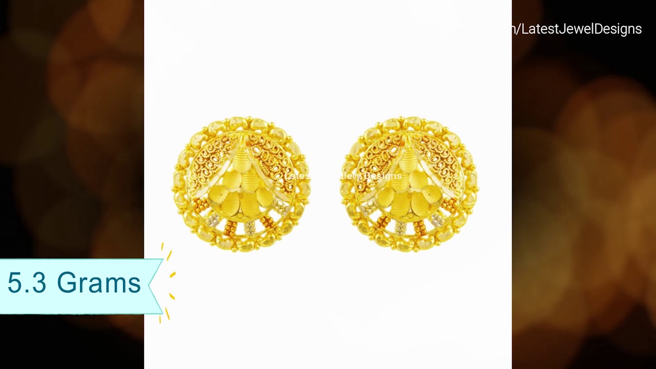 22 Carat Round Gold Studs with Weight | Gold Studs Designs | Latest ...