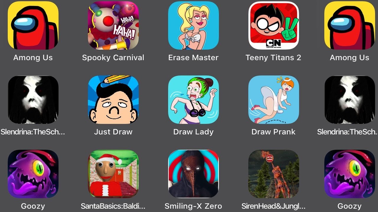 Among Us,Spooky Carnival,Erase Master,Teeny Titans 2,Slendrina,Just ...