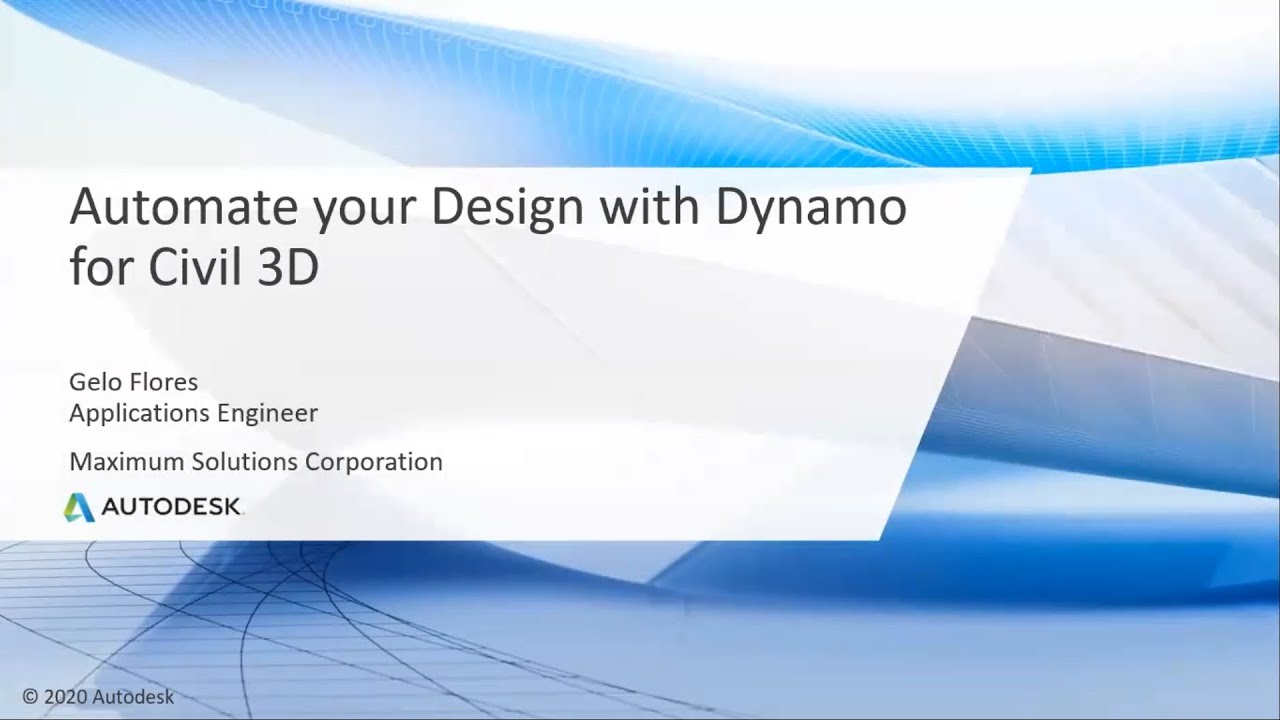 Dynamo for Civil 3D Webinar - YouTube