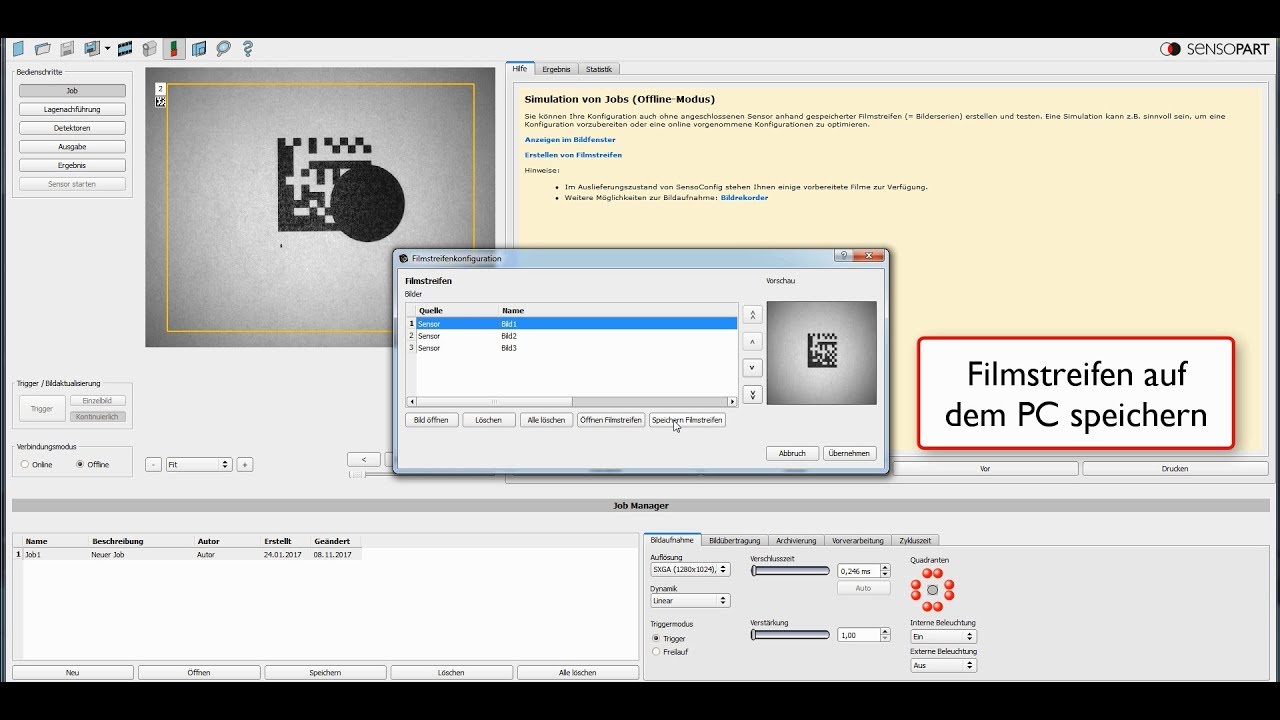VISOR® Vision-Sensor: Erstellen und Abspielen von Filmstreifen - YouTube