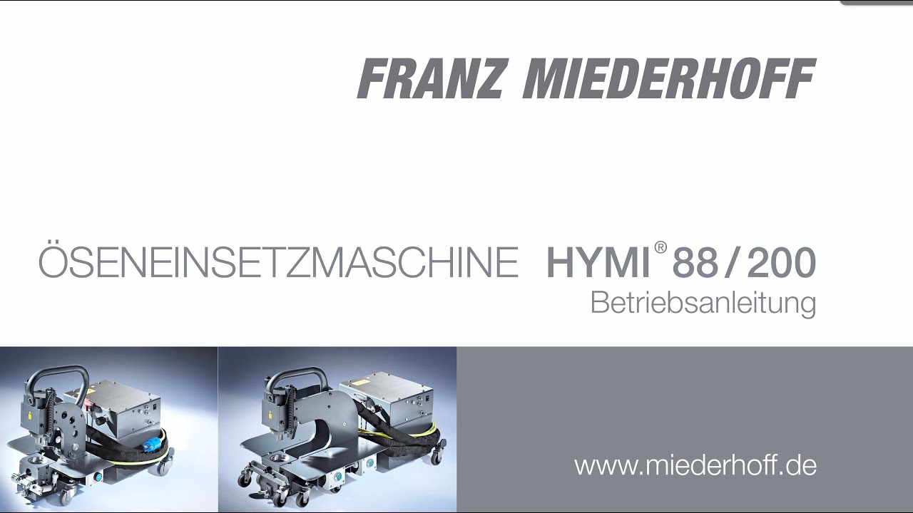 Miederhoff Öseneinsetzmaschine HYMI 88/200 - Betriebsanleitung - YouTube