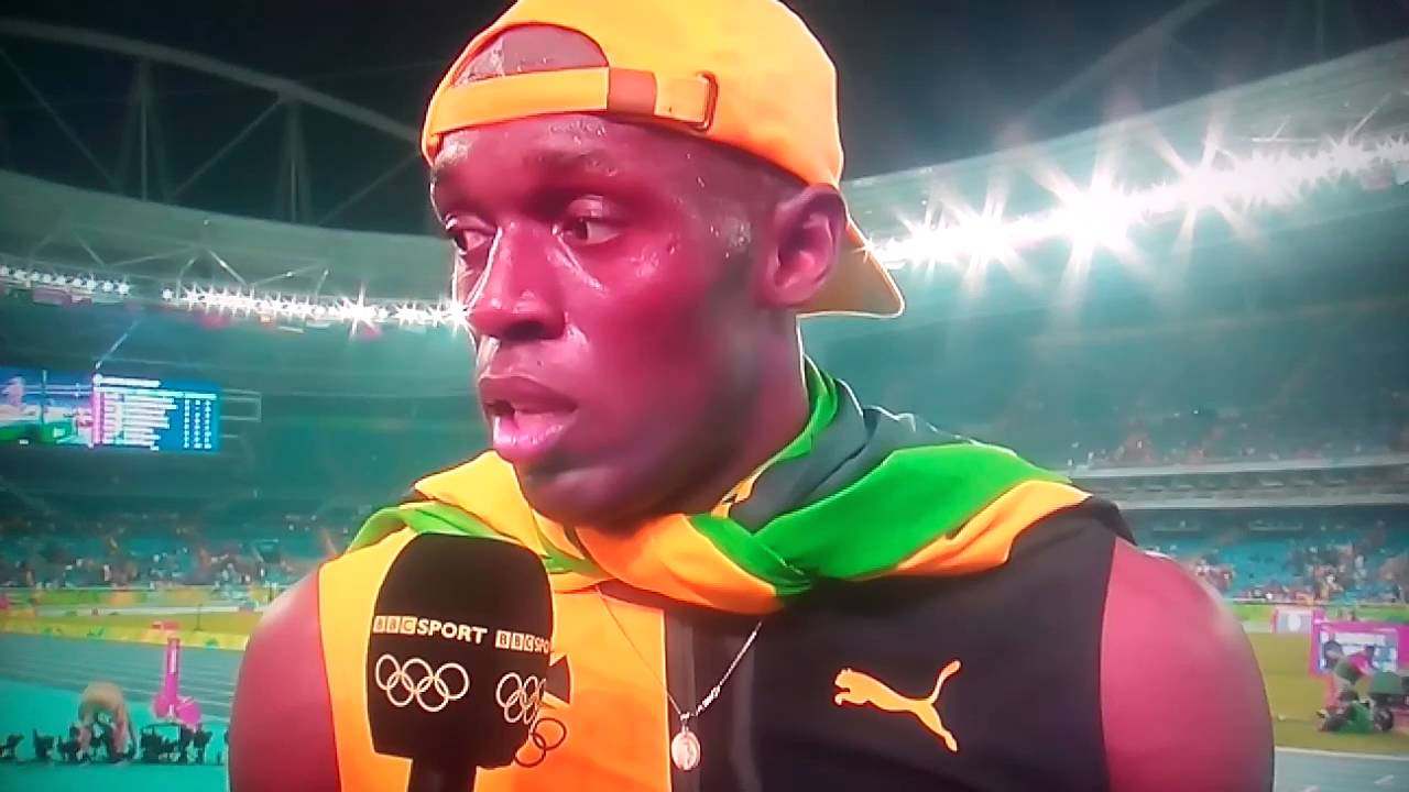 Usain Bolt Interview after 100m final BBC - YouTube