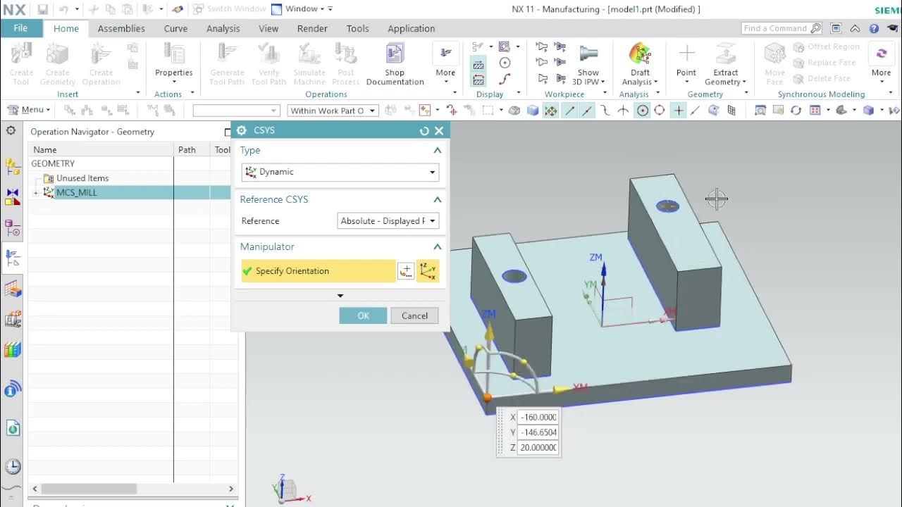 How to Set Work Offset in NX CAM MCS_MILL - YouTube