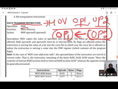 Lecture Video3 18EE52 Module 2 8051 Instruction Set Basics Ramya K - YouTube