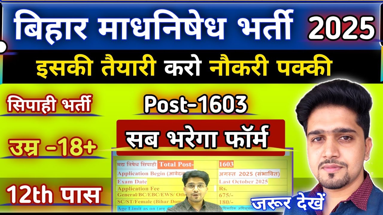 New Vacancy- Bihar Madh Nisedh (Prohibition Constable) Bharti 2025 ...