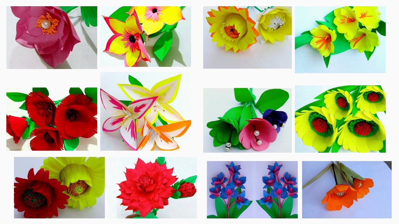15 Unique Paper flowers making ideas / Paper Flower Tutorial step by ...