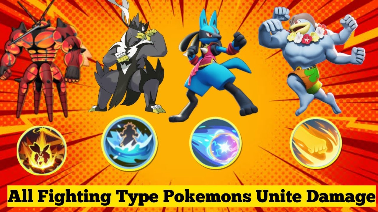 All Fighting Type Pokemons Unite Damage in | Which Unite Does Highest ...