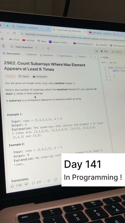 Day 141 Solved: #leetcode Problem #2962 #java #coding #200daysofcode #problemsolving # ...