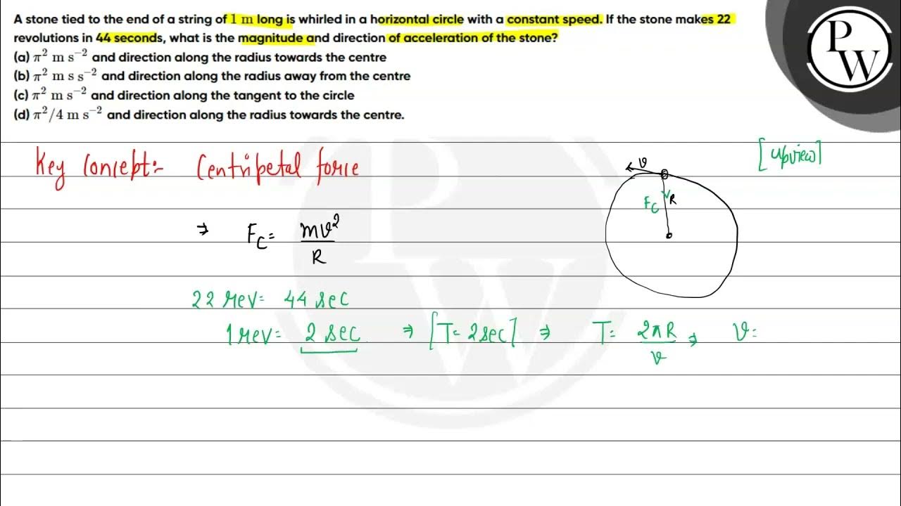 A stone tied to the end of a string of \( 1 \mathrm{~m} \) long is whirled in a horizontal circl ...