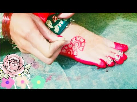 महावर लगाएं जबरदस्त ट्रिक फूल बाली mahavar lagaen trick phool wale beautiful design ||creative ...