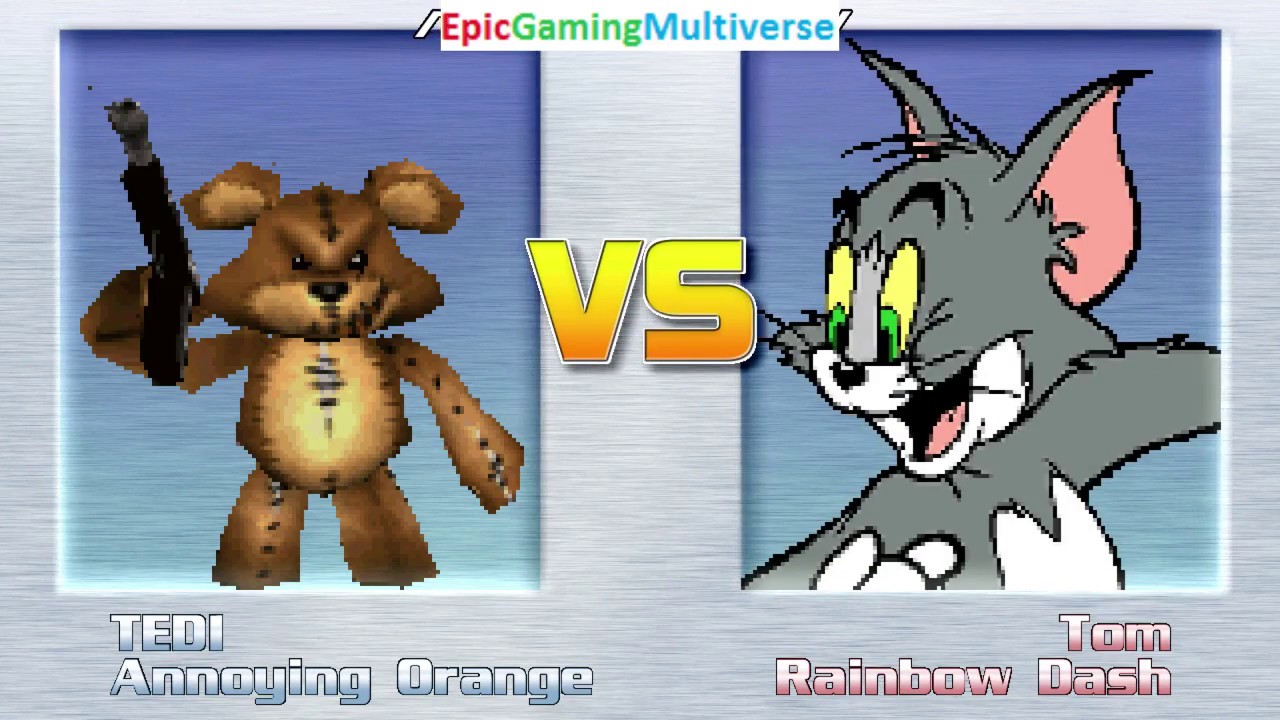 Tedi The Robotic Teddy Bear And Annoying Orange VS Tom Cat & Rainbow ...