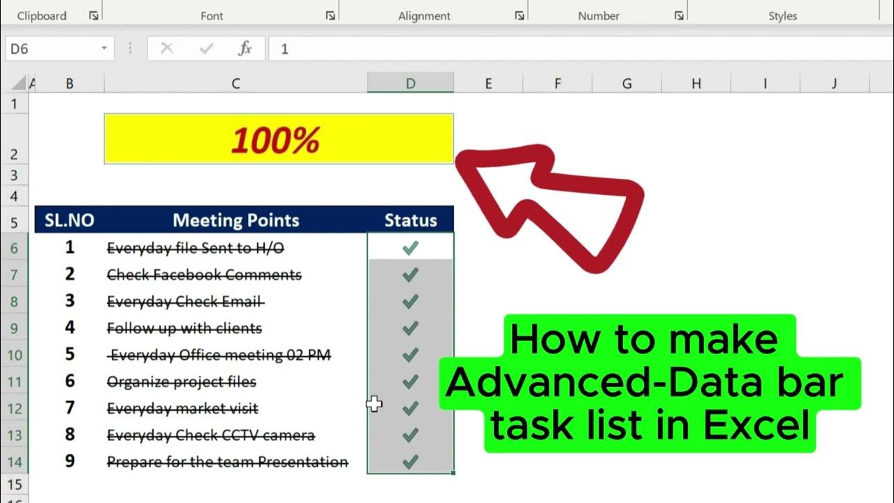 Excel Pro Tricks: How to Make Advanced-Data bar task list in Excel.#teachexcel2m #excel365 - YouTube