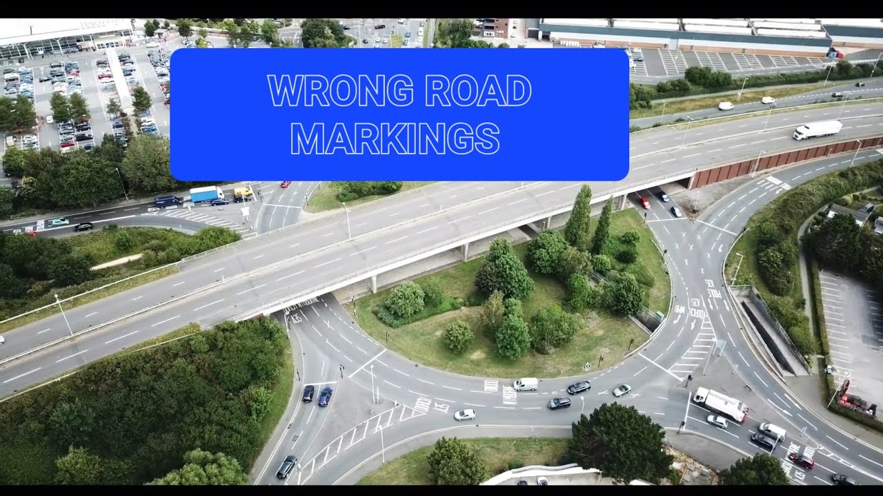 Wrong Road Markings at fleetsbridge Roundabout - YouTube