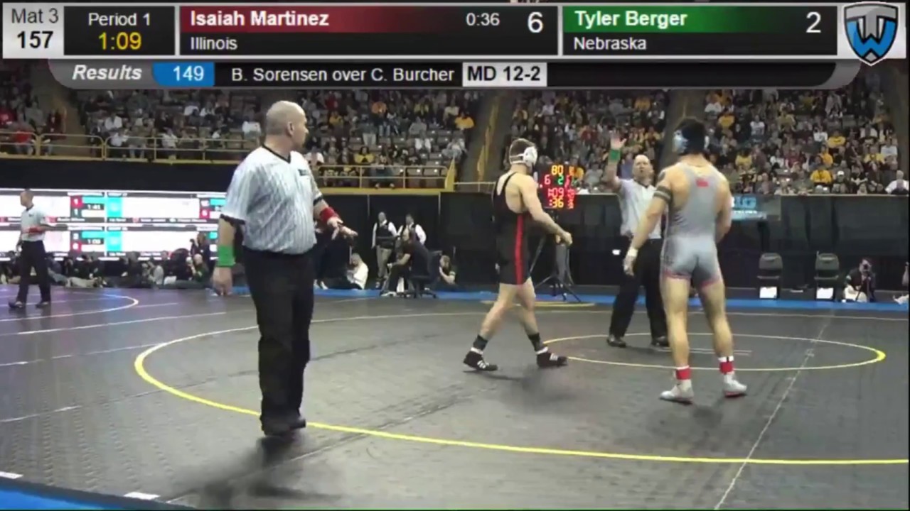 157lbs: Isaiah Martinez (Illinois) dec Tyler Berger (Nebraska) - YouTube