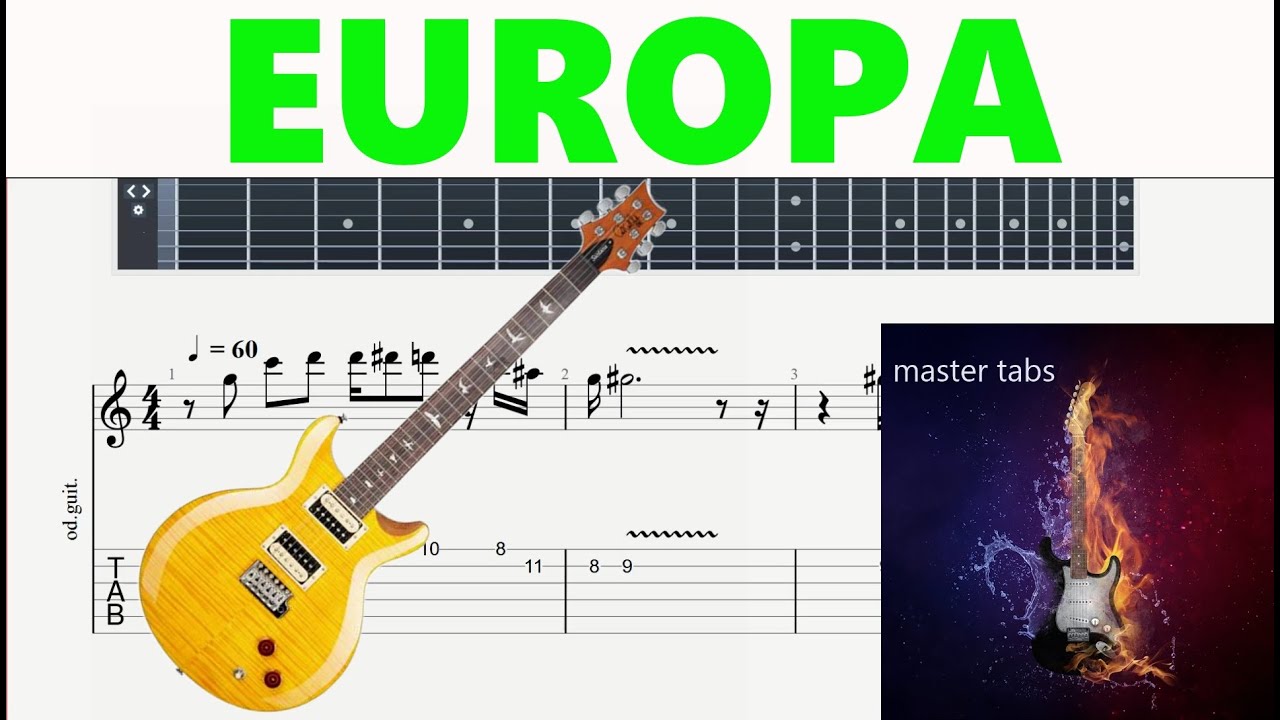 #CARLOS SANTANA#EUROPA# |Guitar Tab| TUTORIAL#Mastertabs# ...
