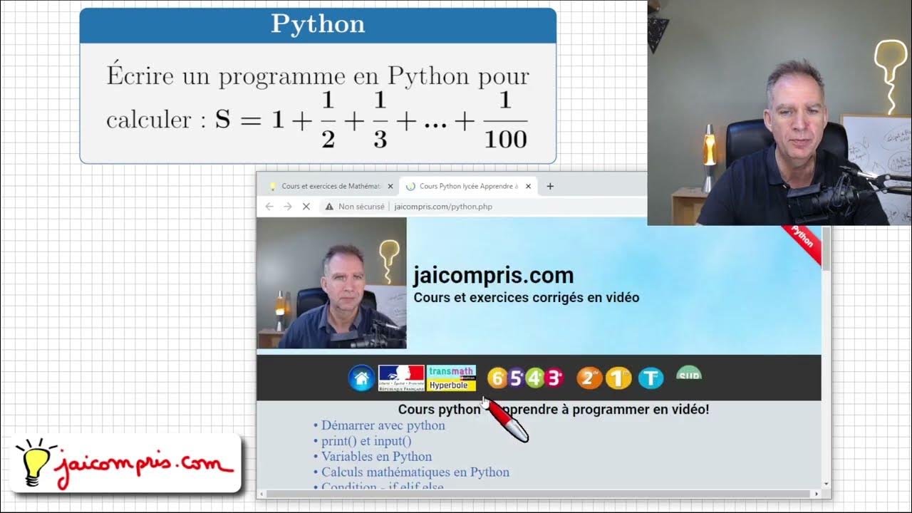 Python • Somme 1+1/2+...+1/100 • bac 2023 spé math centres étrangers • Programmation ...