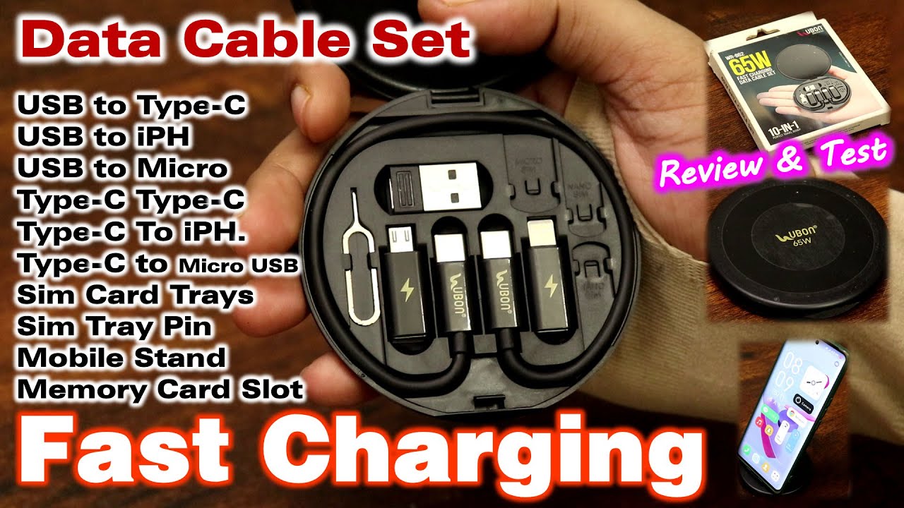 Fast Charging Travel Cable Set | WR 862 65W Data Cable Set | UBON ...