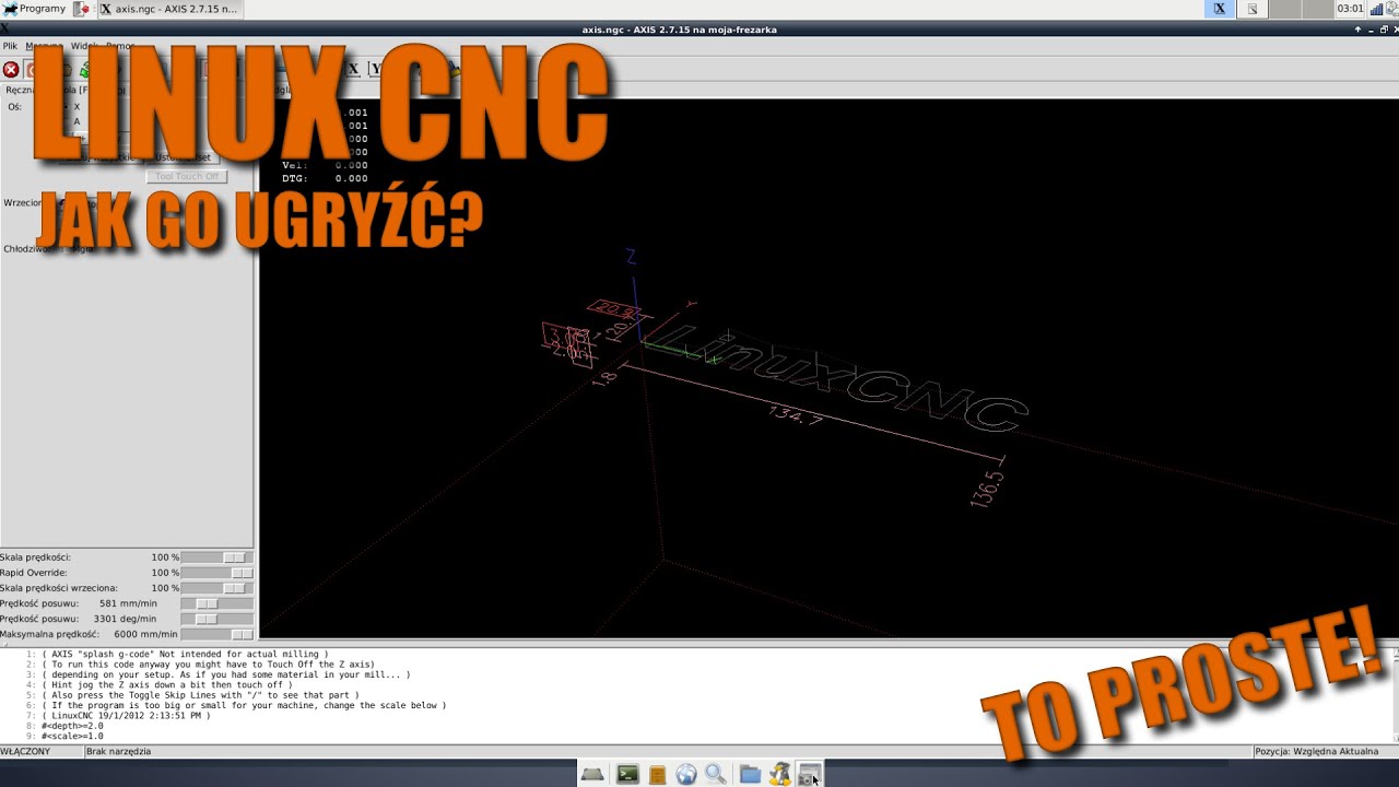 Pierwsze kroki z LinuxCNC (AXIS)- jak zacząć? - YouTube