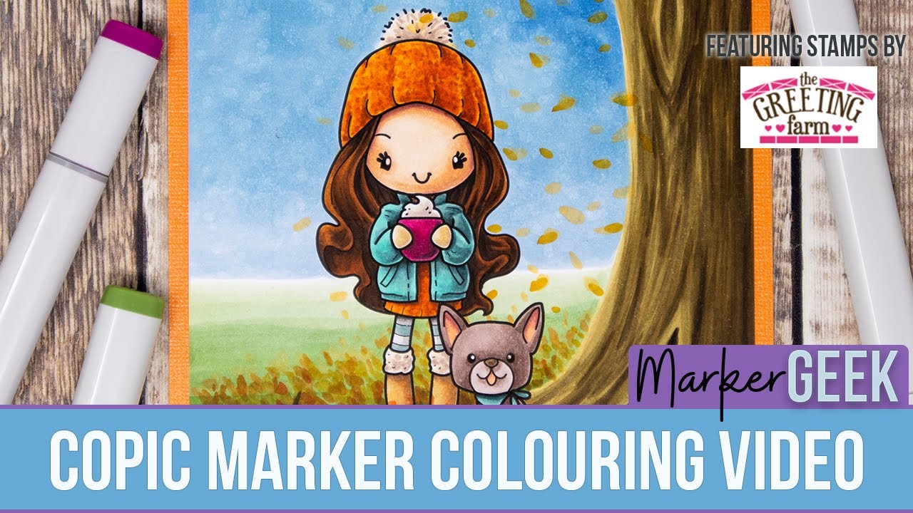 The Greeting Farm's Miss Anya Pumpkin Spice Autumn Scene Copic ...