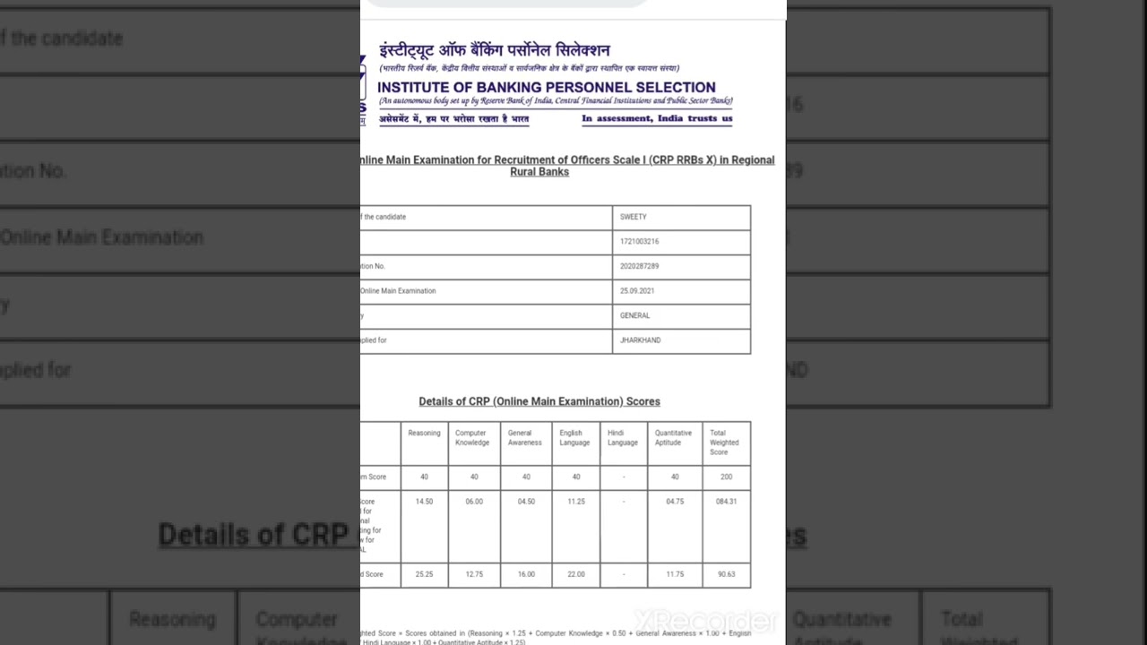 RRB PO MAINS SCORECARD 2021 #rrbpo2022 - YouTube