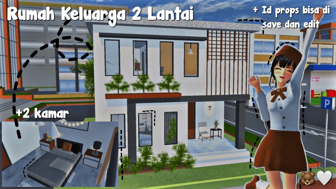rumah keluarga 👪 , 2 lantai || +id props! || sakura school simulator ·°⊹𓈒˙ᵕ˙ - YouTube