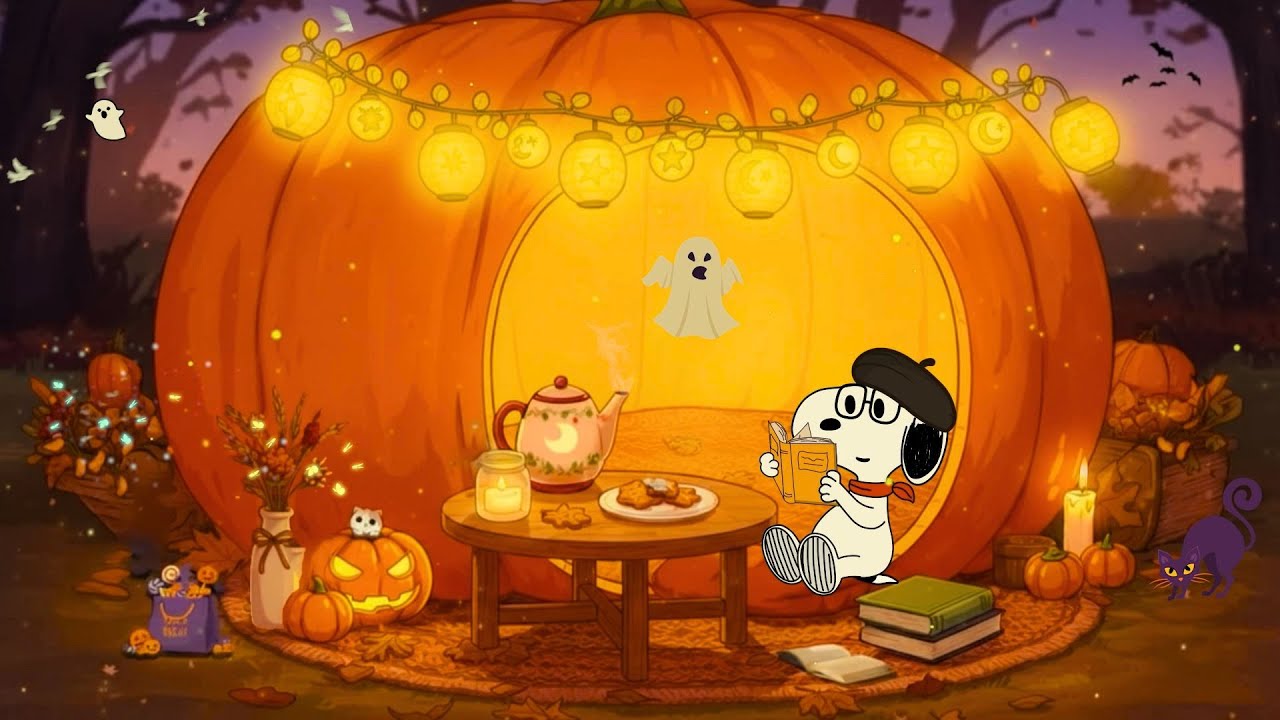 Cozy Fall Day Reading with Snoopy 🎃 Warm Autumn Lofi Ambience for Study ...