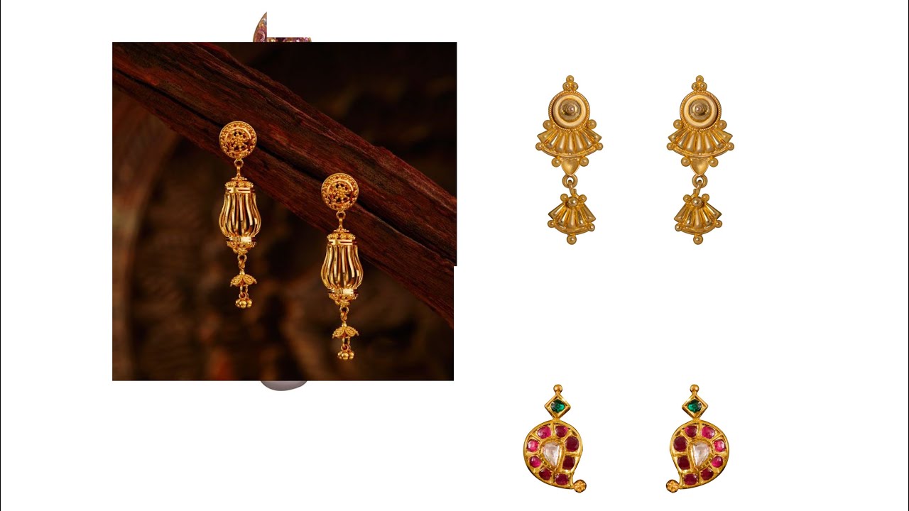 Simple gold earrings gold earrings gold studs designs - YouTube