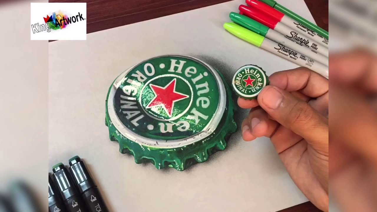 Heineken Bottle cap drawing - YouTube