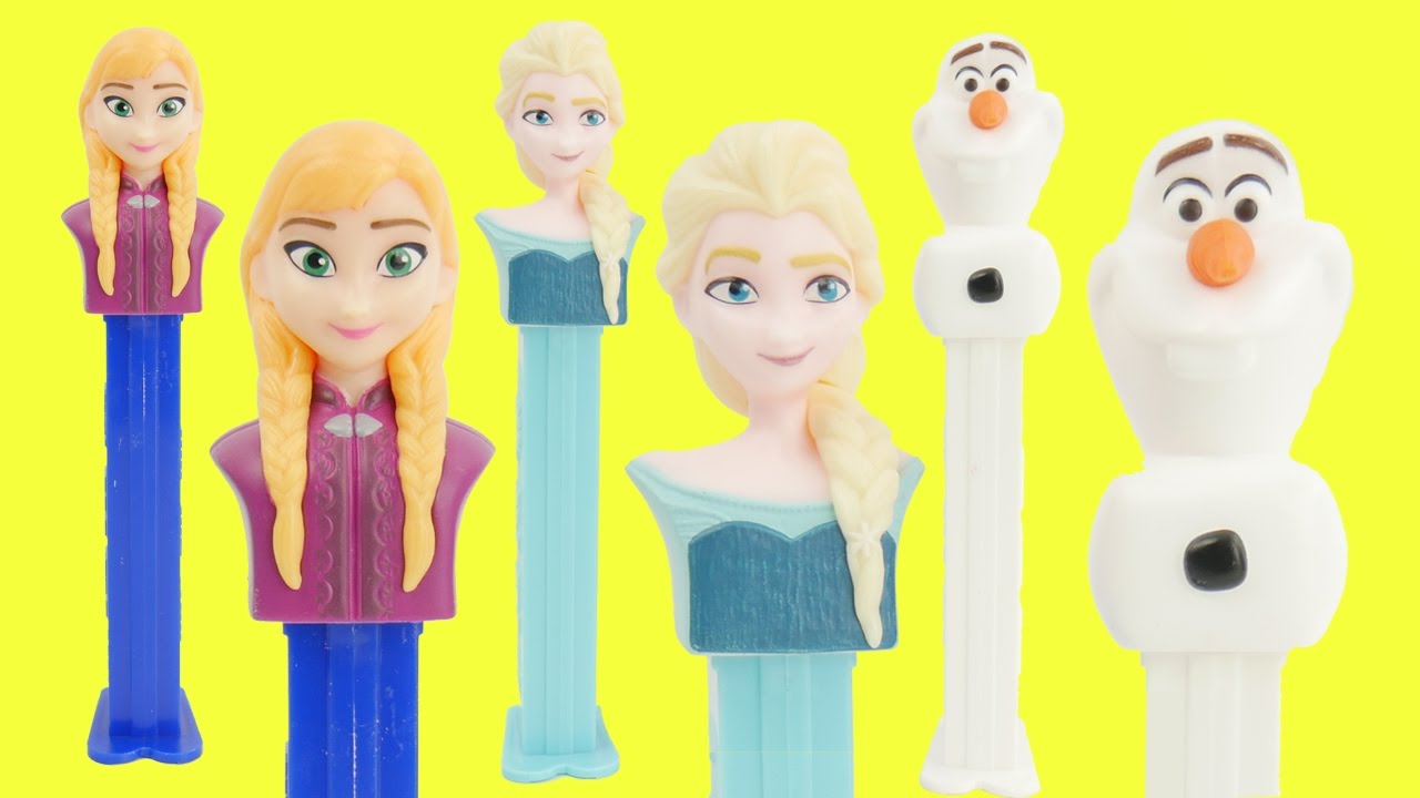 Disney frozen pez dispensers with olaf and elsa - YouTube