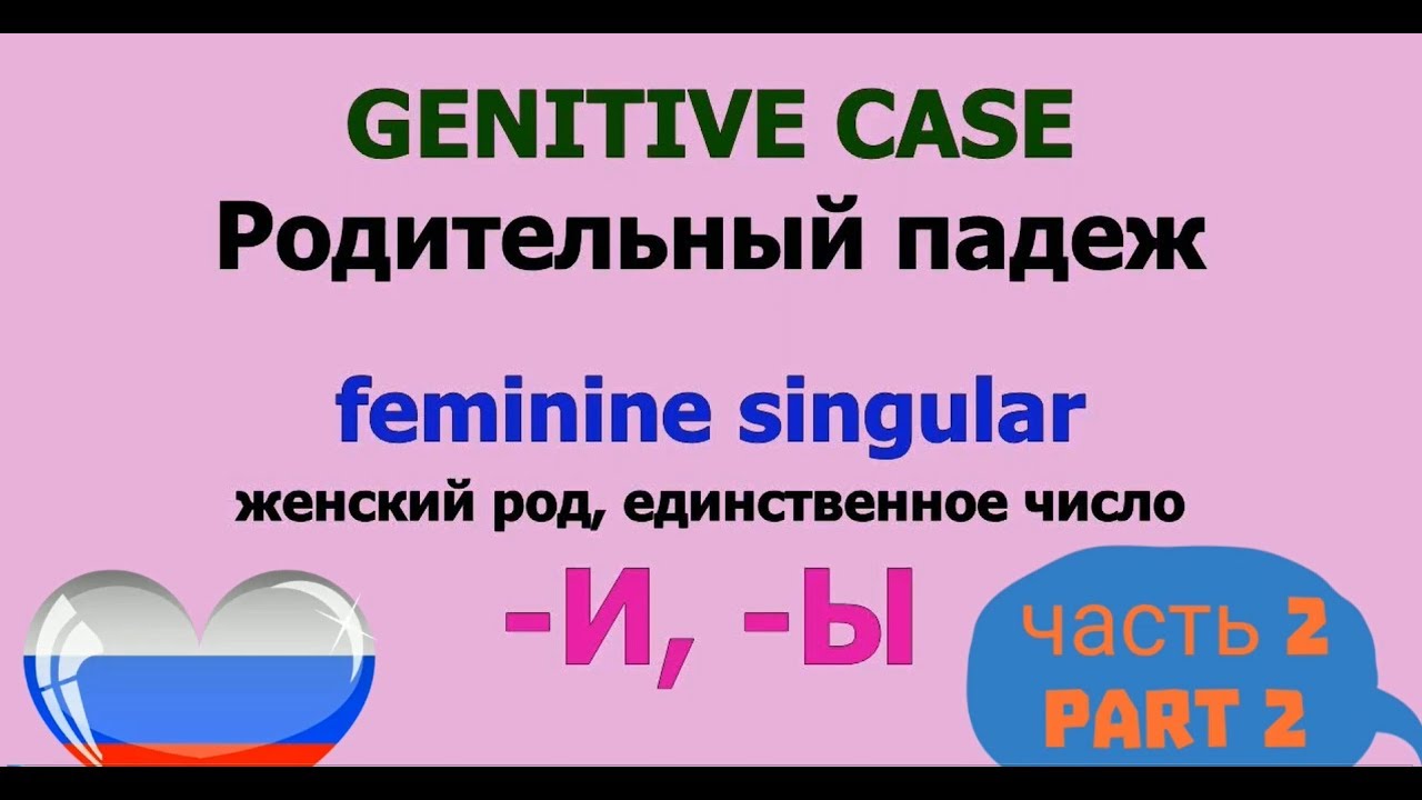 RUSSIAN. GENITIVE CASE PART 2. FEMININE NOUNS. prepositions "БЕЗ, КРОМЕ ...