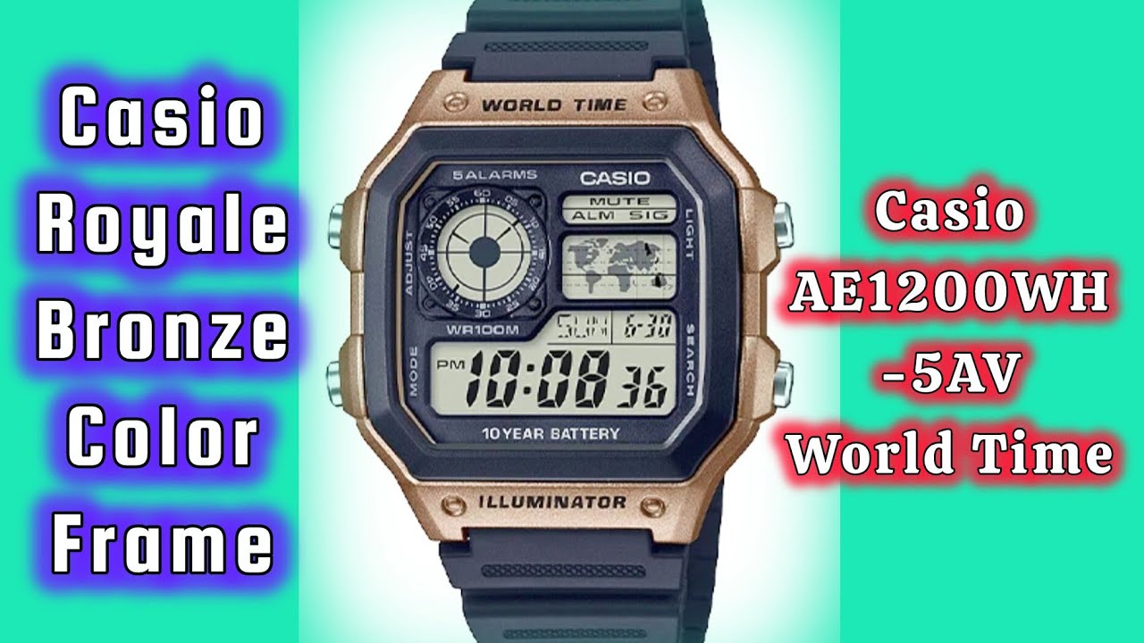 Casio AE1200WH-5AV, World Time Bronze Color - YouTube